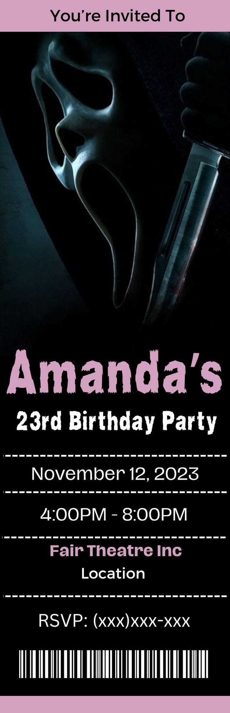 Scream Birthday Digital Birthday Invitation - Etsy