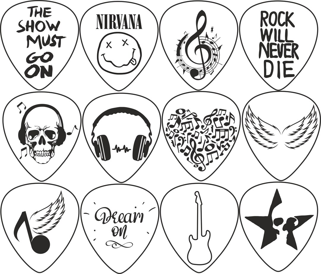 Guitar Pick 12 Sets Drawing Download Now in Dxf - Ai - Svg Formats ...