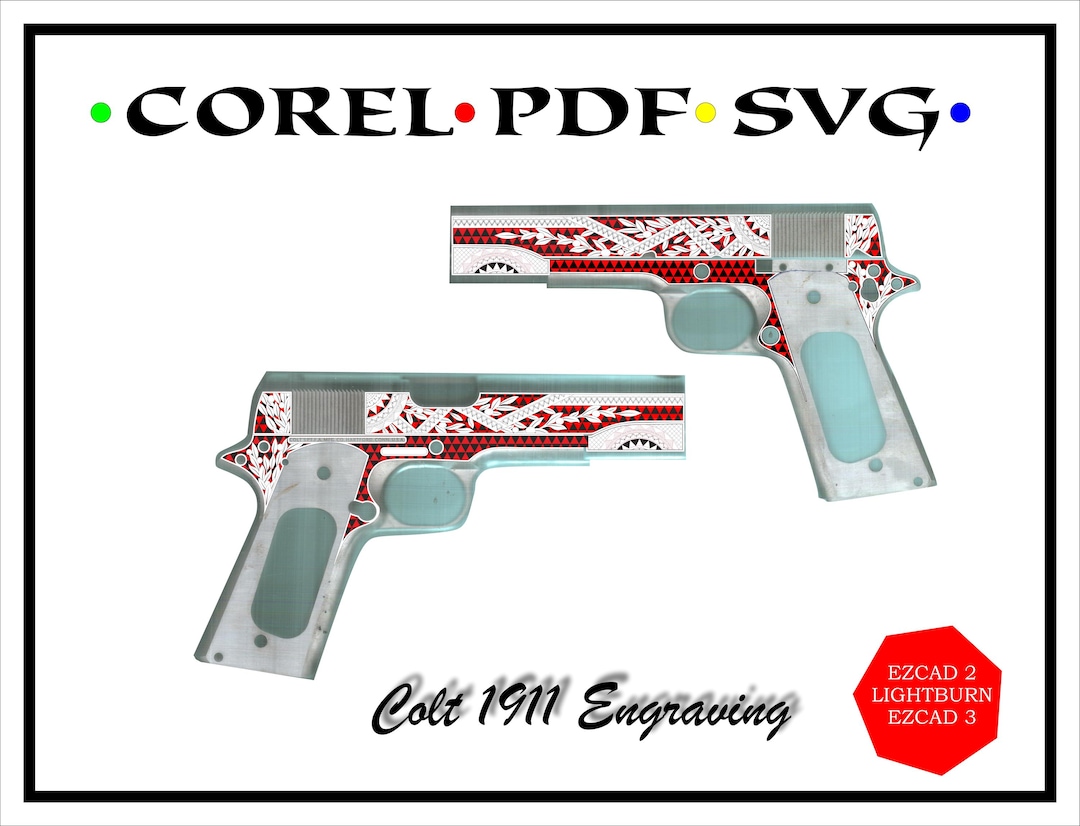 Colt 1911 Engraving Design: Laser Cut Files (SVG, Ai, PDF) - Etsy