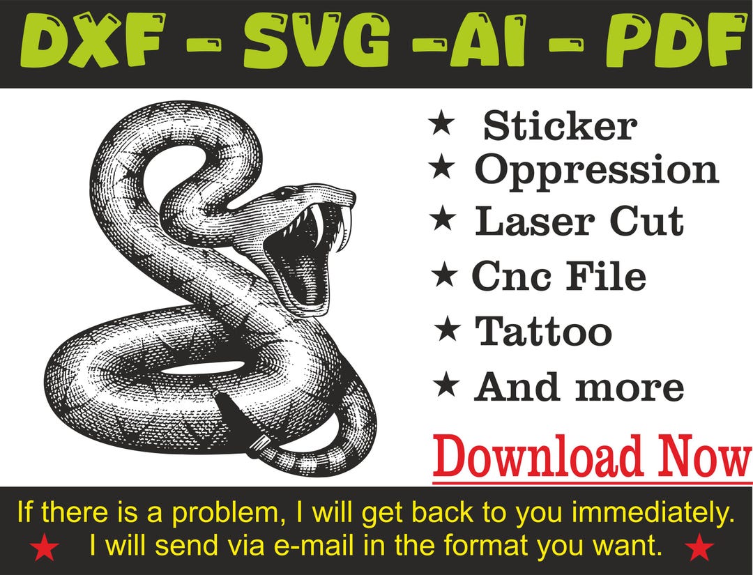 Snake Sticker , Snake Dxf , Snake Pdf, Snake Digital, Snake Digital ...