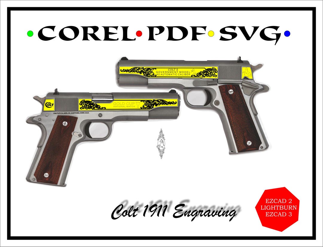 Colt 1911 Engraving Drawing Corel Svg Ai Pdf Formats Lazer Engraving - Etsy