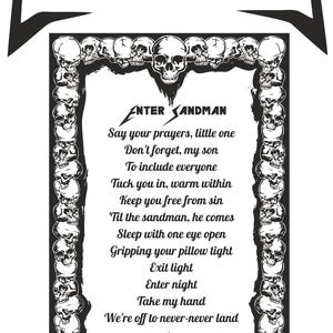 Metallica Enter Sandman Lyrics With Head Motif Digital Download Now Dxf ...
