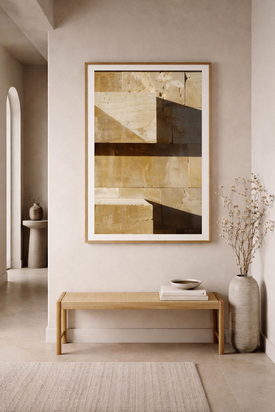 Travertine Stone Photography Print, Geometric Architectural Wall Art ...