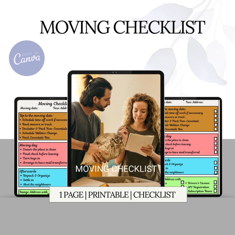 Printable Moving Checklist, Moving Guide Planner, Personal Moving ...