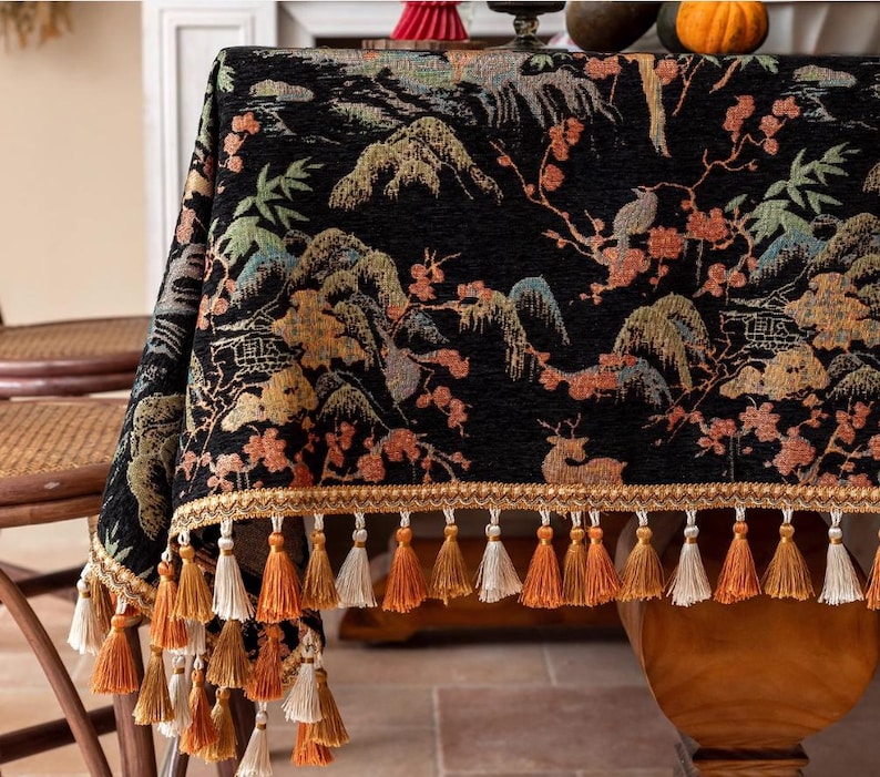 Jacquard Tablecloth With Tassels for Modern Living Room Coffee Table ...
