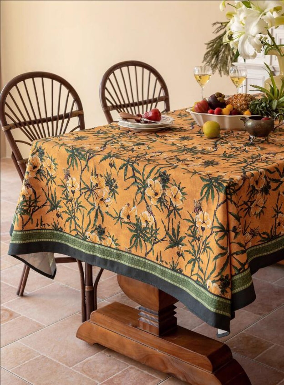 Linen Fall Tablecloth |dining Table Cover |yellow Tablecloth for ...