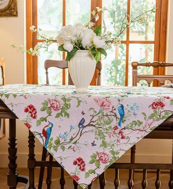 Pink Tablecloth,block Printed Blue Brid Tablecloth|garden Table Cover ...