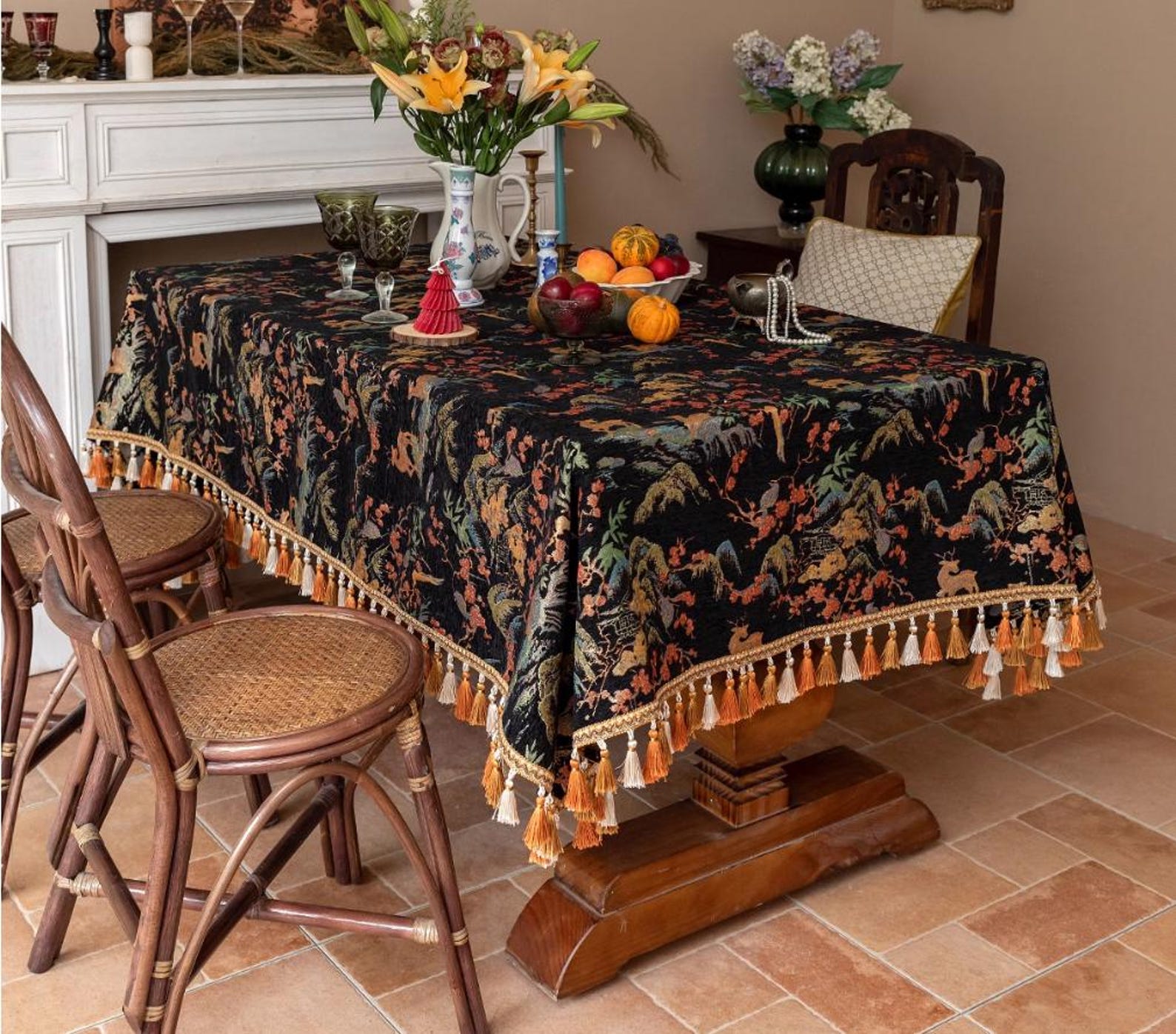 Jacquard Tablecloth With Tassels for Modern Living Room Coffee Table ...
