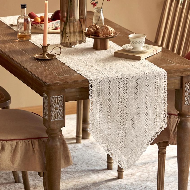 Linen Lace Runner - Etsy