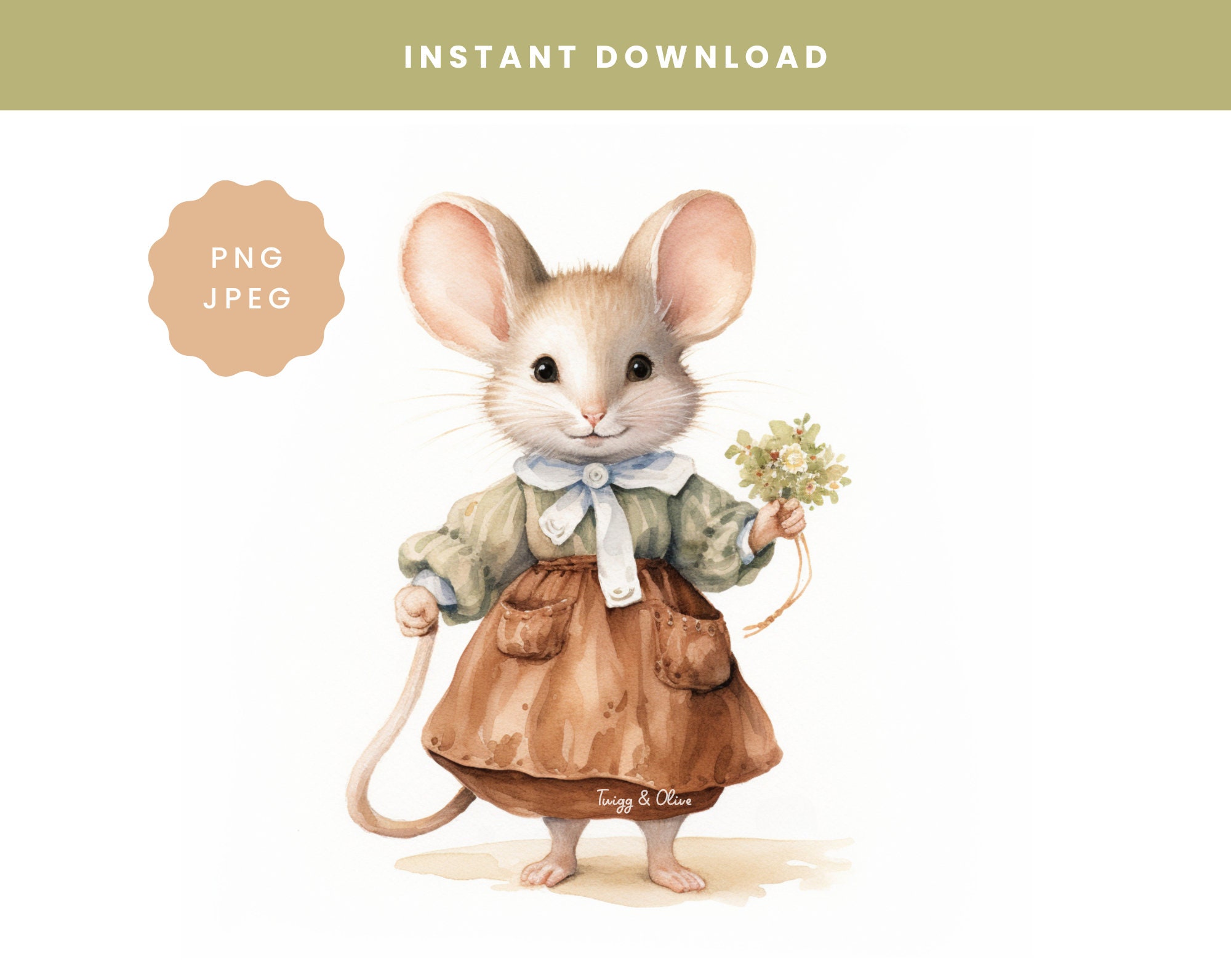 Mouse Watercolor Nursery Art Digital Wedding Illustration Clipart Baby ...