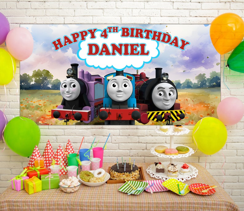 Printable Thomas and Friends Birthday Backdrop Banner, Personalized ...