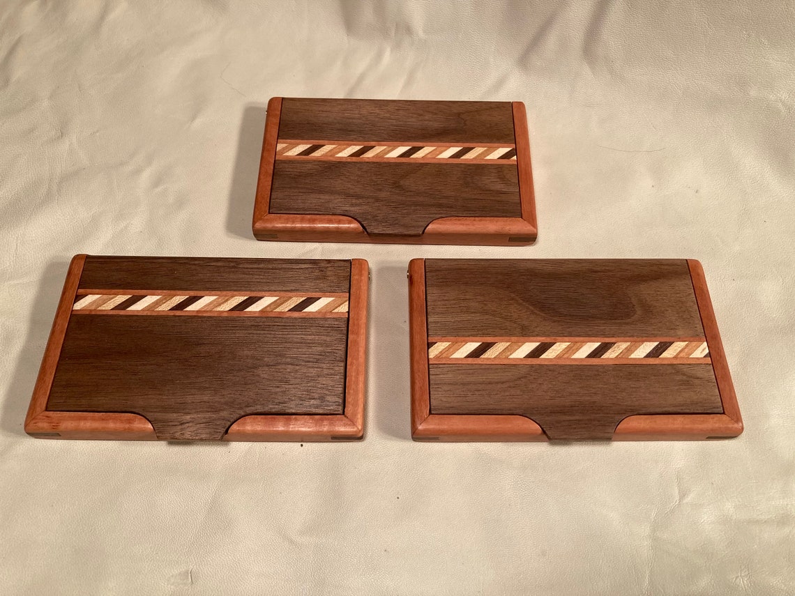 Wooden Business Card Carrying Case/holder, Wooden Credit Card Wallet ...