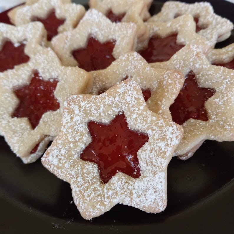 EUROPEAN ARTISAN LINZER Star Cookies for Christmas, Holidays ...