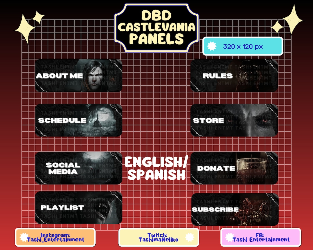 DBD Castlevania Panels for Twitch [ENG/SPA] - Etsy