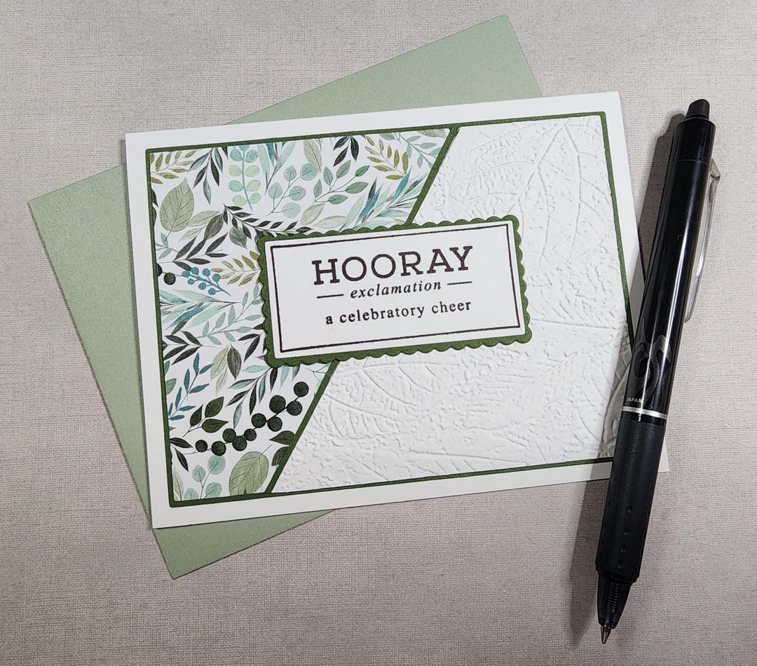 Hooray, A Celebratory Cheer With Small, Soft, Neutral Green Leaves and ...