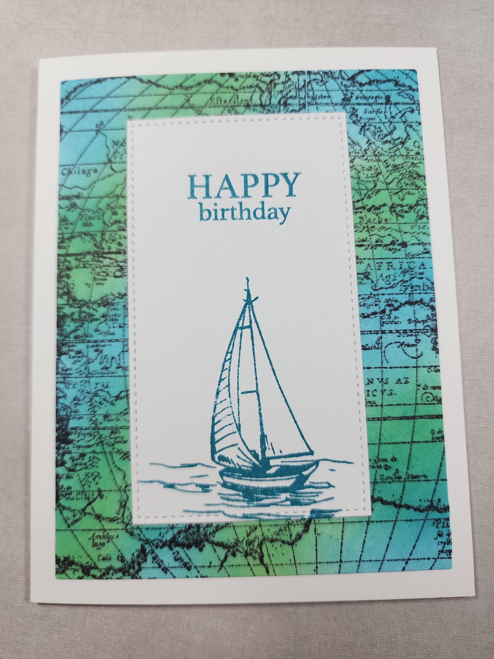 Happy Birthday Sailboat Card, Masculine, Sailing, Ocean Themed in Teals ...