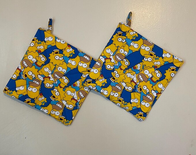 Set of 2 Simpsons Themed Quilted Pot Holders/ Trivet / Hot Pad - Etsy