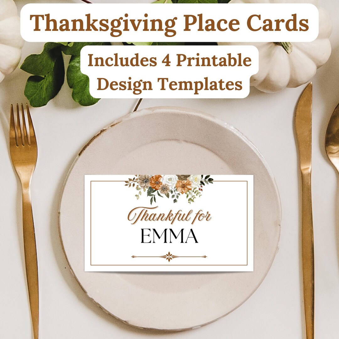 Thanksgiving Place Cards, Printable Name Cards, Place Setting Cards ...