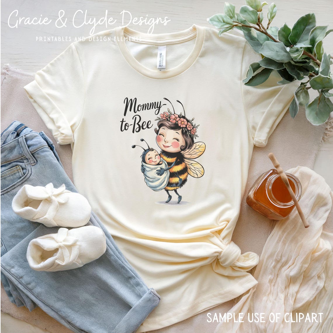 Mommy-to-bee Clipart | Cute Mom & Baby Bee Illustration | PNG | Baby ...