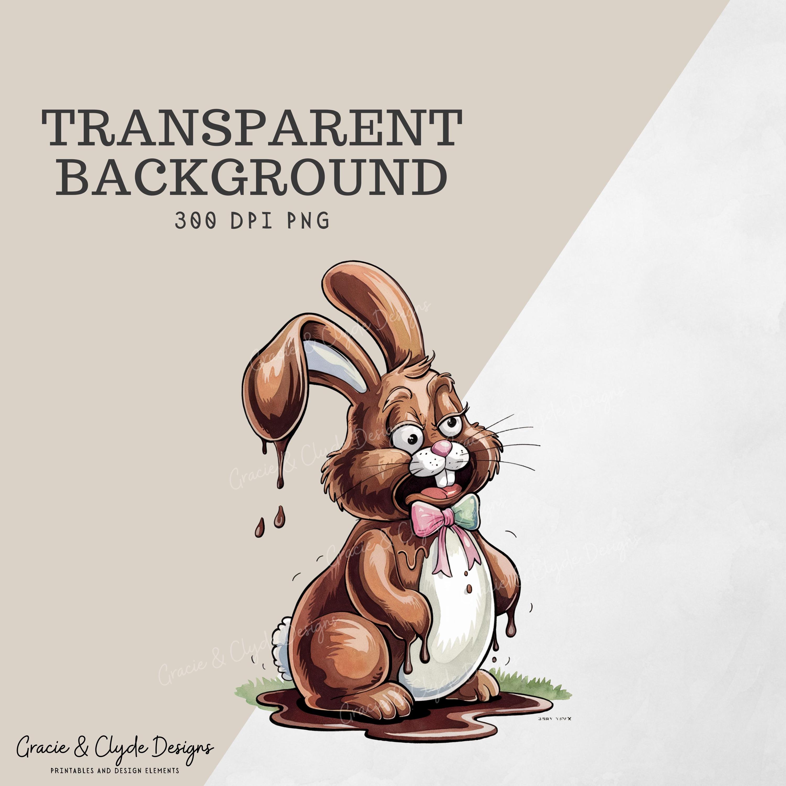 Funny Melting Chocolate Bunny Clipart | Vintage Easter PNG for Crafts ...