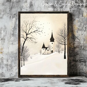 Minimalist Gothic Winter Scene Wall Art, Digital Download, Holiday ...