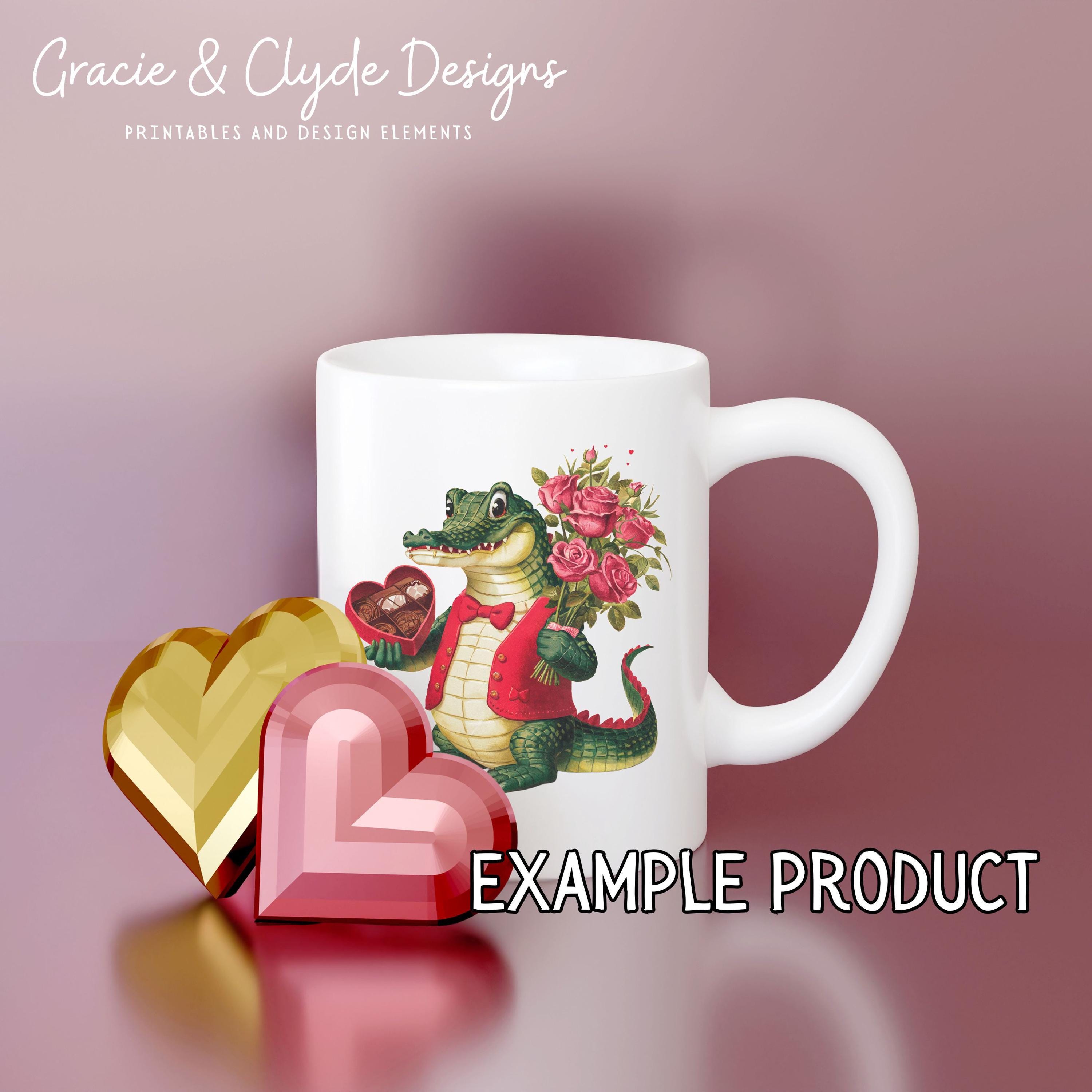 Romantic Alligator Valentine PNG, Valentine's Day Clipart, Hearts ...
