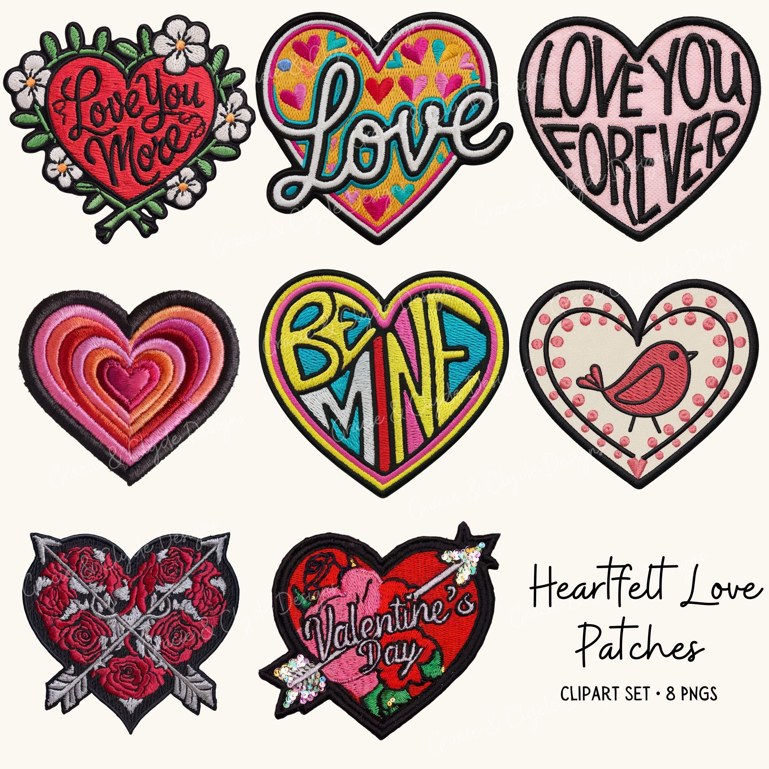 Valentine’s Day Clipart Set, Heartfelt Love Patches, Romantic Digital ...