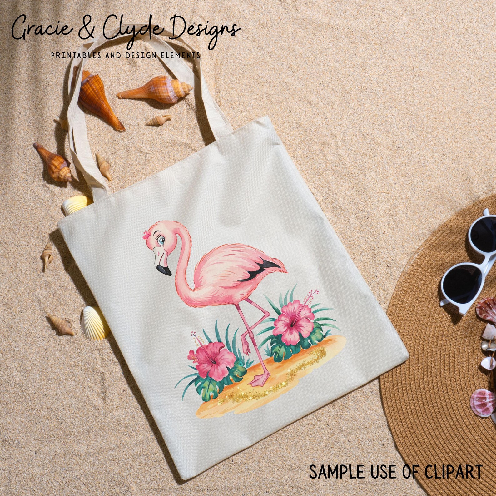Tropical Flamingo Clipart | Cute Pink Flamingo PNG | Summer Beach ...