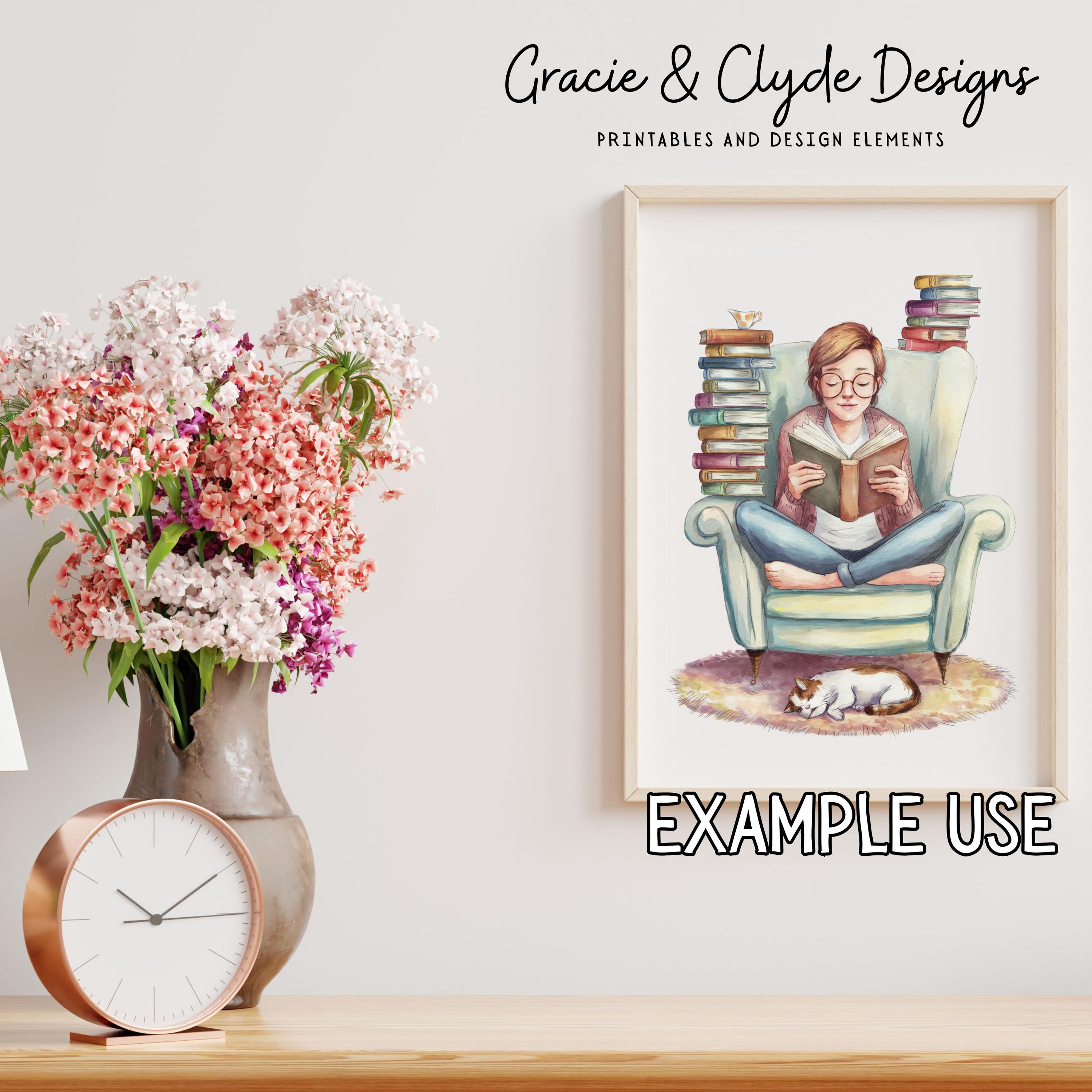 Cozy Book Nook Clipart, PNG, Book Lover Digital Art for Sublimation ...