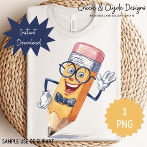 Pencil Pal Clipart | Cute Cartoon Pencil Illustration | School Supply ...