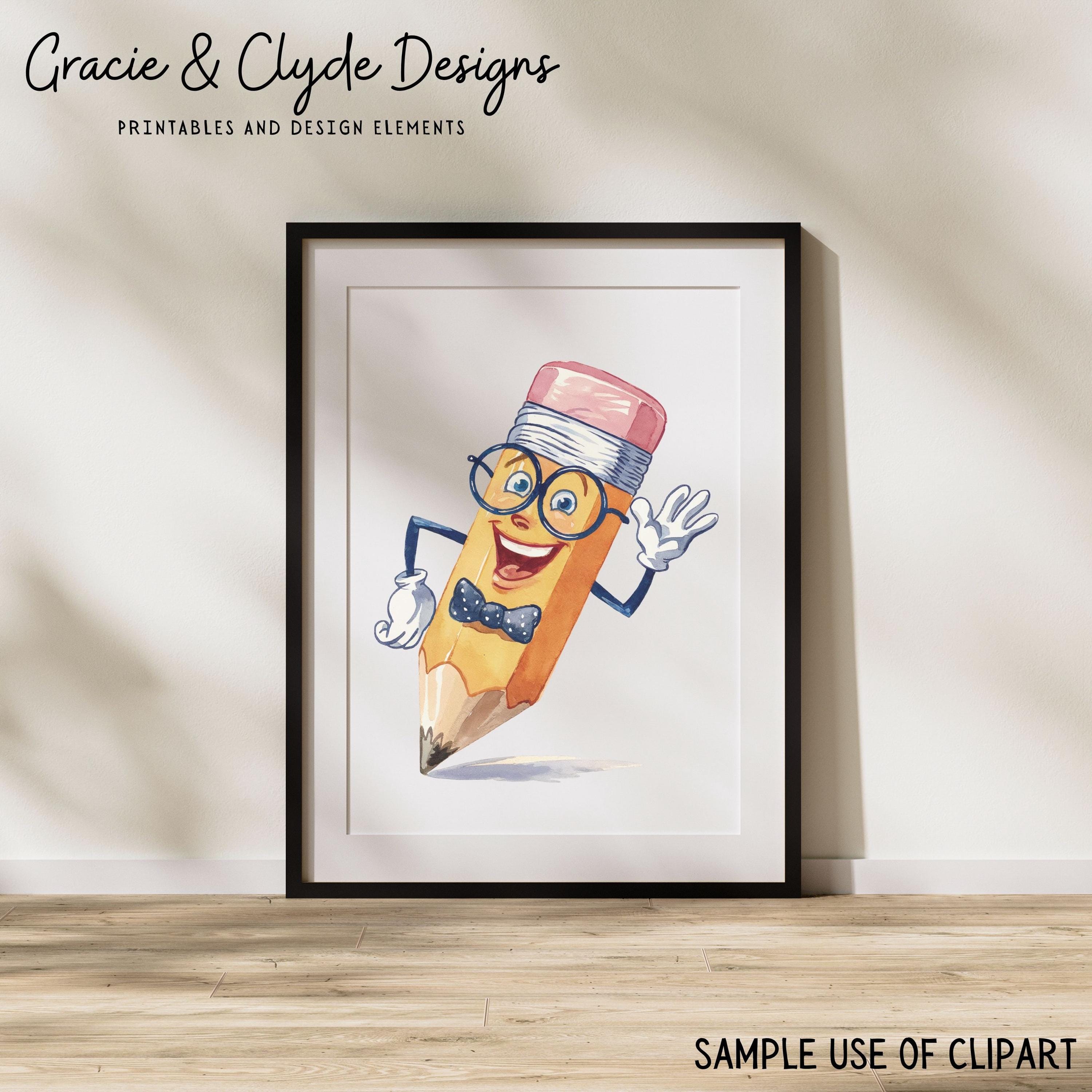Pencil Pal Clipart | Cute Cartoon Pencil Illustration | School Supply ...