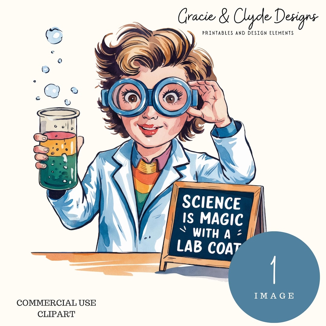 Science Classroom Clipart | Magic Lab Coat PNG | Whimsical Teacher ...