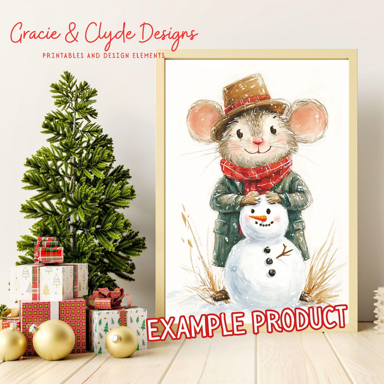 Winter Mouse Illustration Clipart Set, PNG File, Christmas Mouse ...
