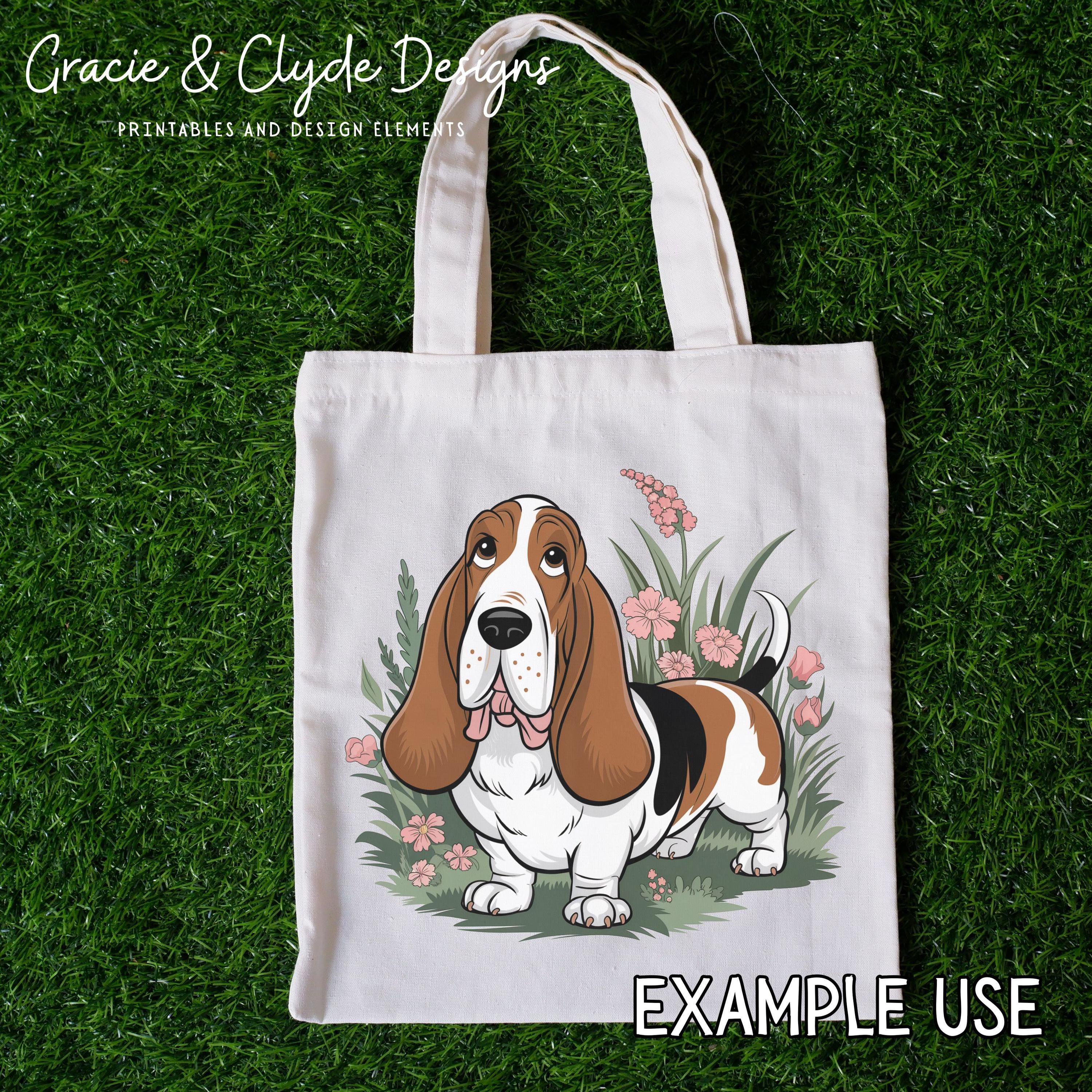 Blossom Basset, Floral Basset Hound Clipart, PNG, Whimsical Dog Art ...