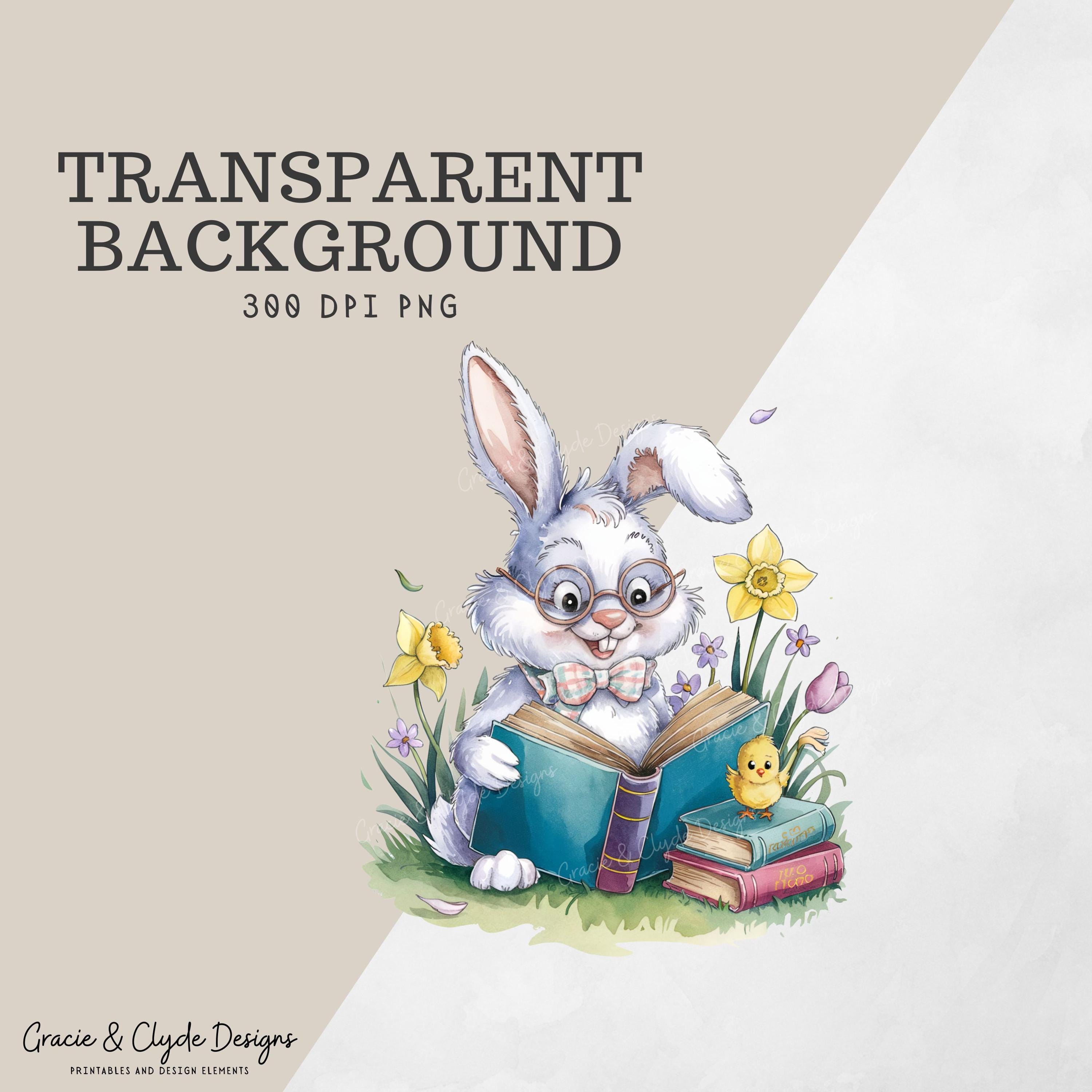 Adorable Rabbit Reading Clipart | Perfect for Easter DIY Projects and ...