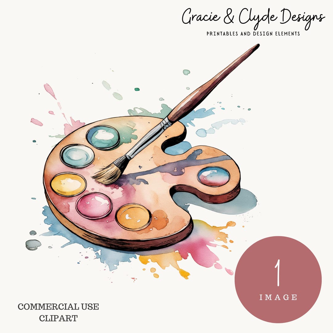 Colorful Muse, Artist Palette Clipart, PNG, Watercolor Paint Palette ...