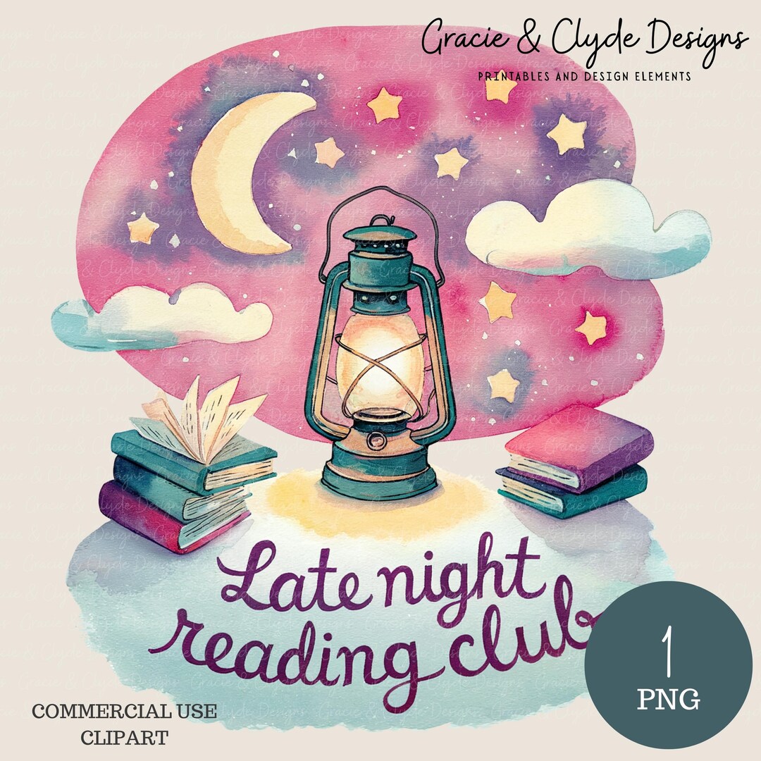 Late Night Reading Club PNG, Book Club Clipart, Cozy Night Reading ...