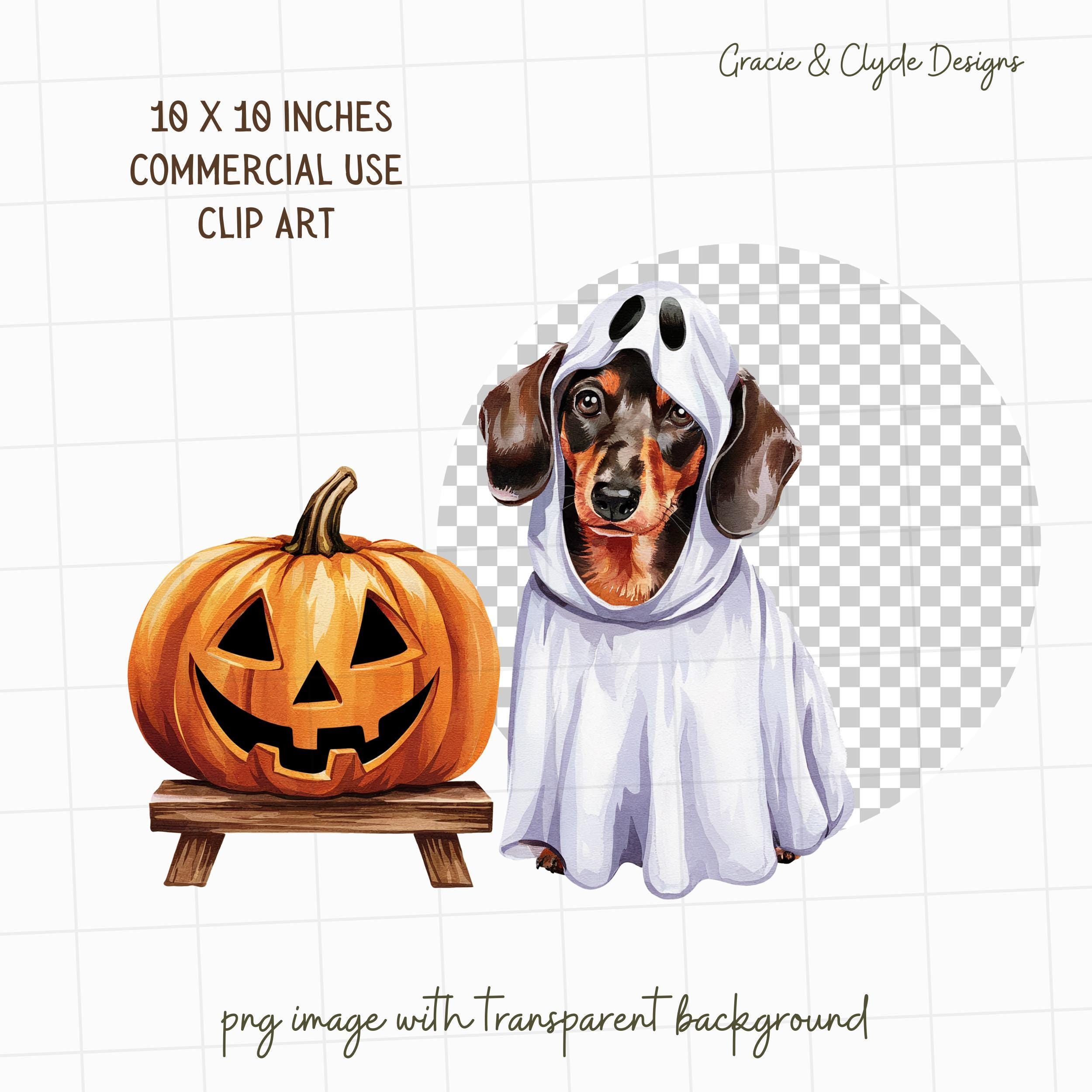 Watercolor Halloween Dachshunds Clipart Pack, 6 Pngs, Cute Dog Clipart ...
