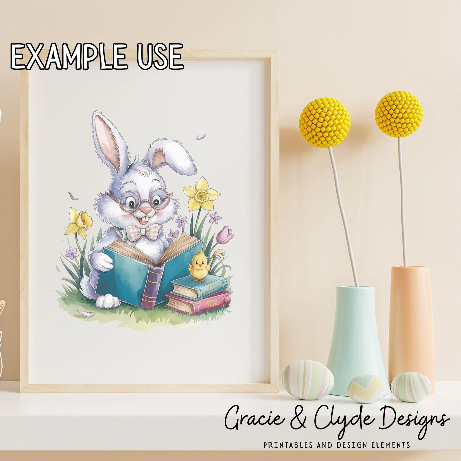 Adorable Rabbit Reading Clipart | Perfect for Easter DIY Projects and ...