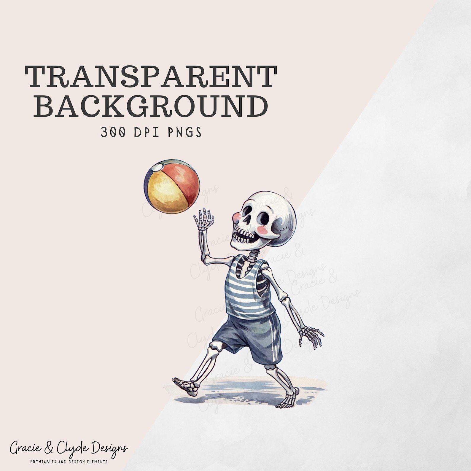 Summer Halloween Clipart | Spooky Beach Days | Vintage Halloween PNG ...