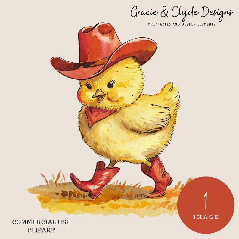 Cowboy Chick Clipart | Western Baby Chicken in Boots | Cute Farm Animal ...