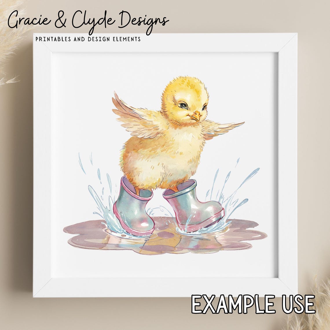 Puddle Jumper Chick Clipart | Duckling in Rain Boots PNG | Whimsical ...
