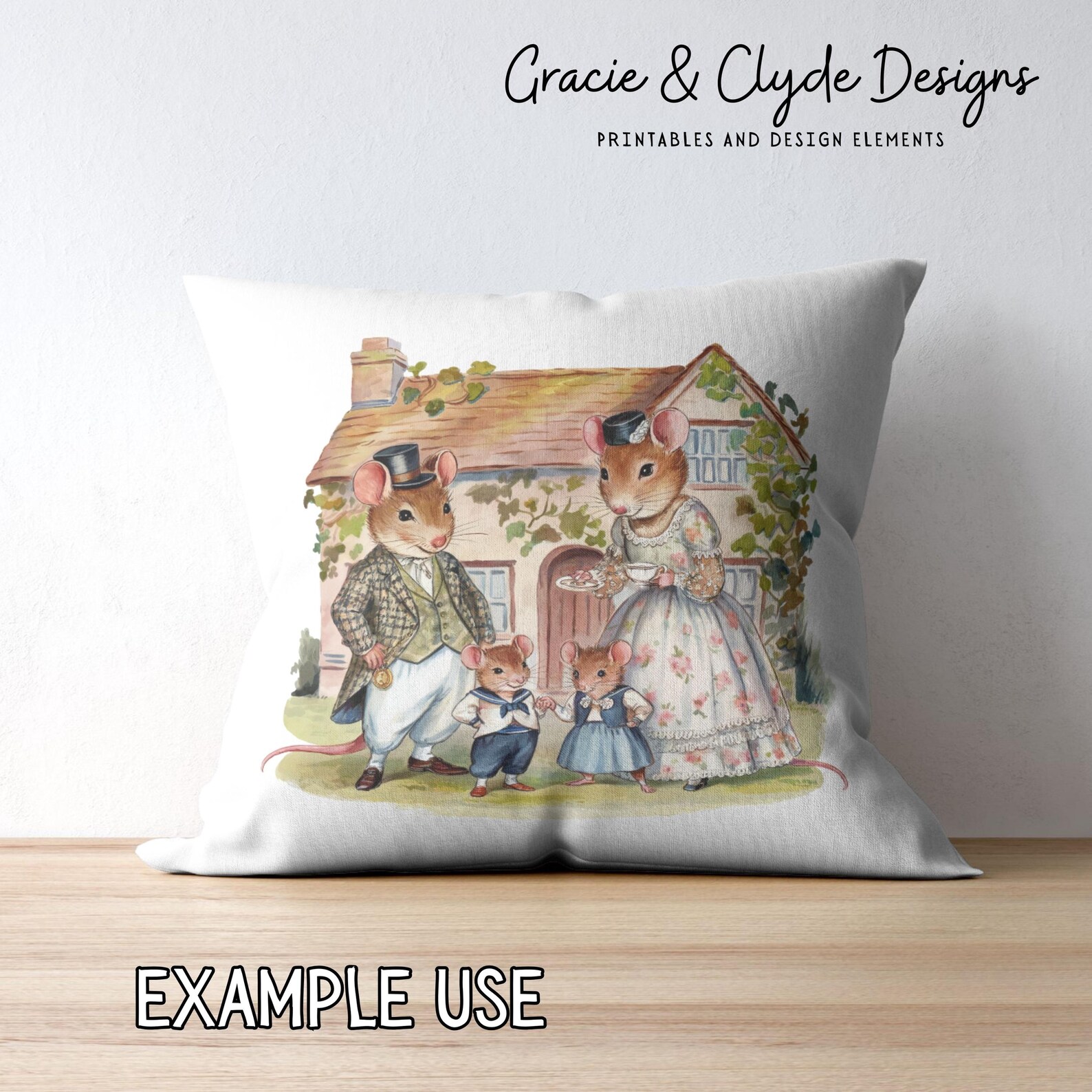 Victorian Mouse Family Clipart, PNG, Vintage Cottage Core Animal ...