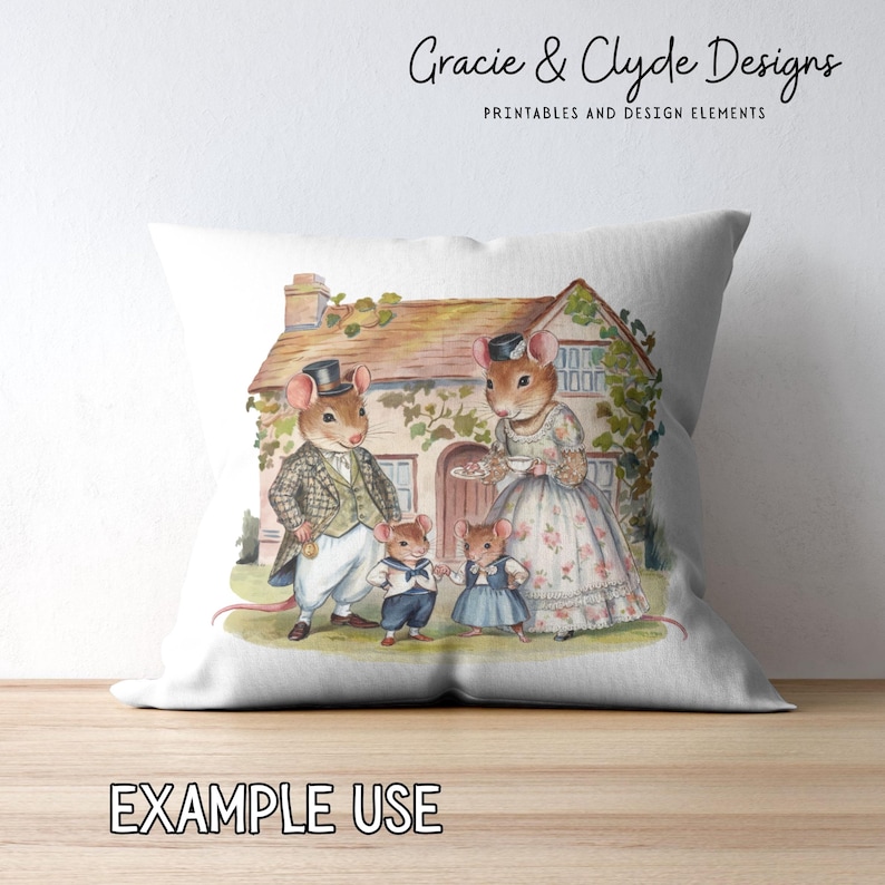 Victorian Mouse Family Clipart, PNG, Vintage Cottage Core Animal ...