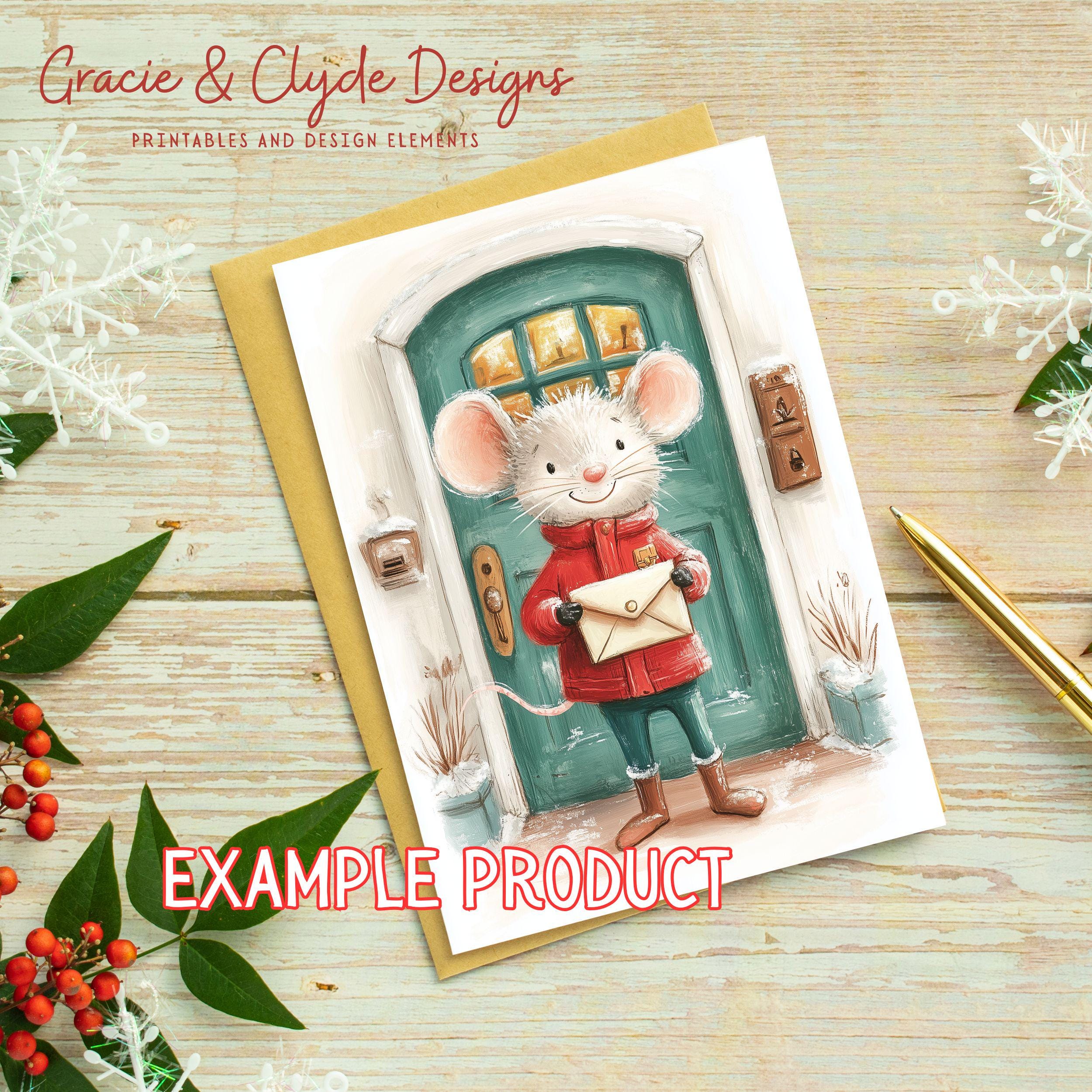Winter Mouse Illustration Clipart Set, PNG File, Christmas Mouse ...