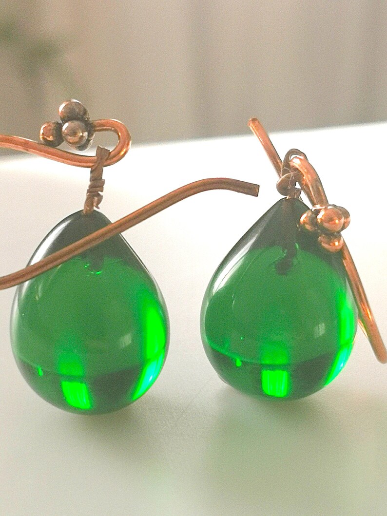 Emerald Green Murano Glass Teardrop Earrings - Etsy