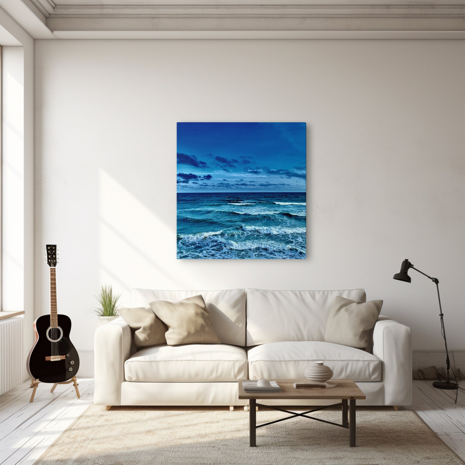 Dreamy Blue Choppy Ocean Wall Art Canvas Home Decor Abstract Art ...