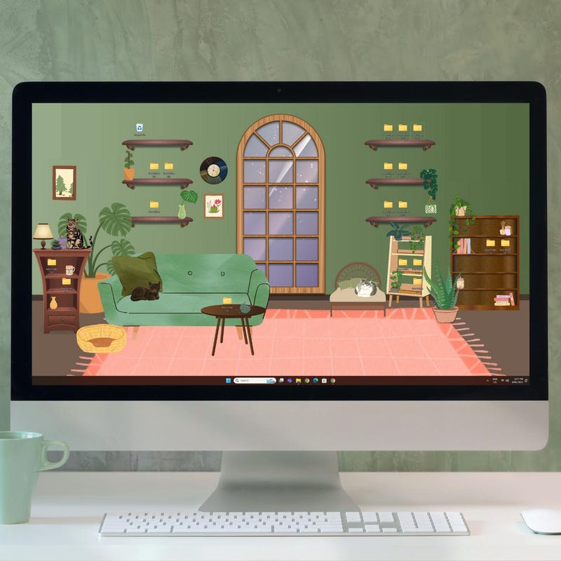 Desktop Icon Shelf Wallpaper - Etsy