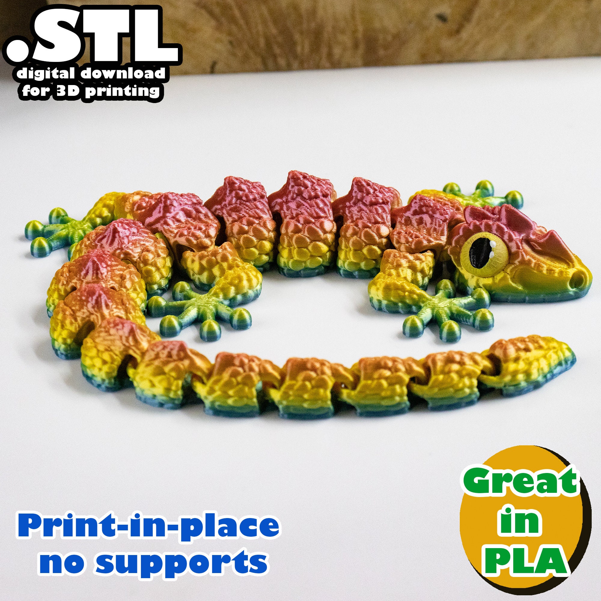 Flexi Lizard STL, Print in Place, No Support, PLA, 3D Joy Store - Etsy