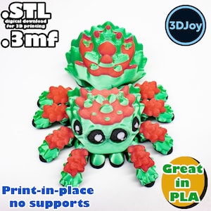 Flexi Little Spider STL, 3mf, Print in Place, No Support, PLA, 3D Joy ...